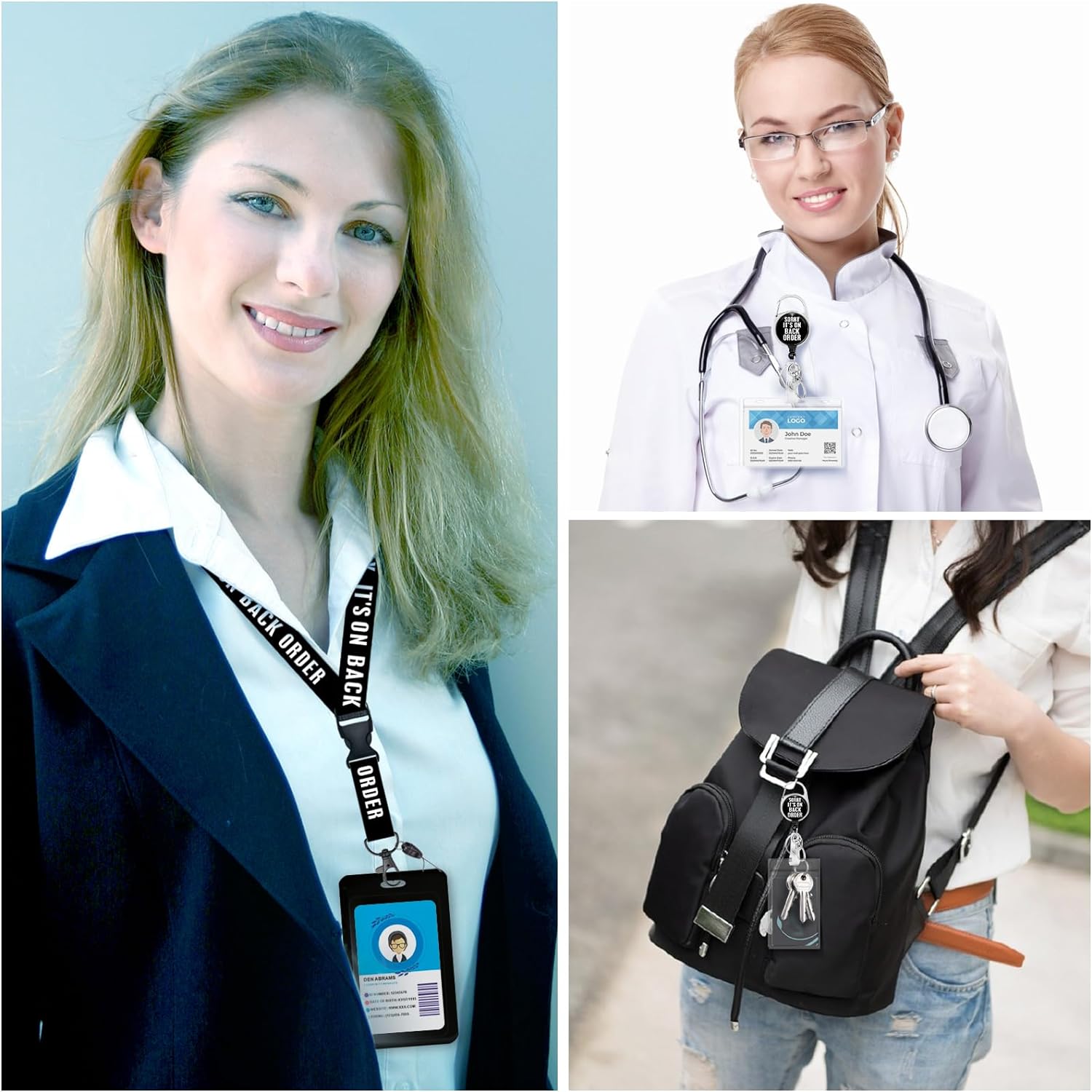 Black Lanyards For Id Badges, Funny Retractable Badge Reel Heavy Duty ...