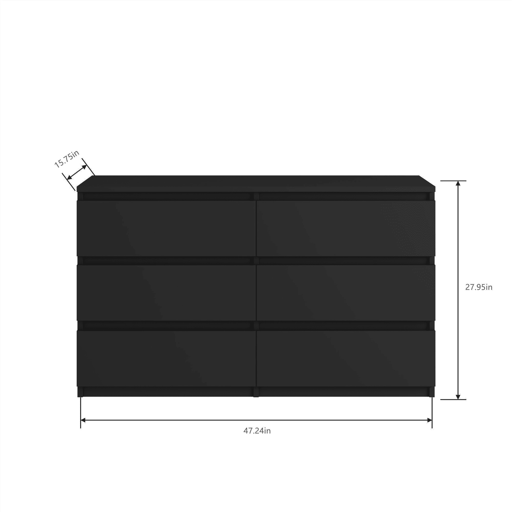 Black Large 6 Drawers Chest Of Drawer Dressers Table,Black Particle ...