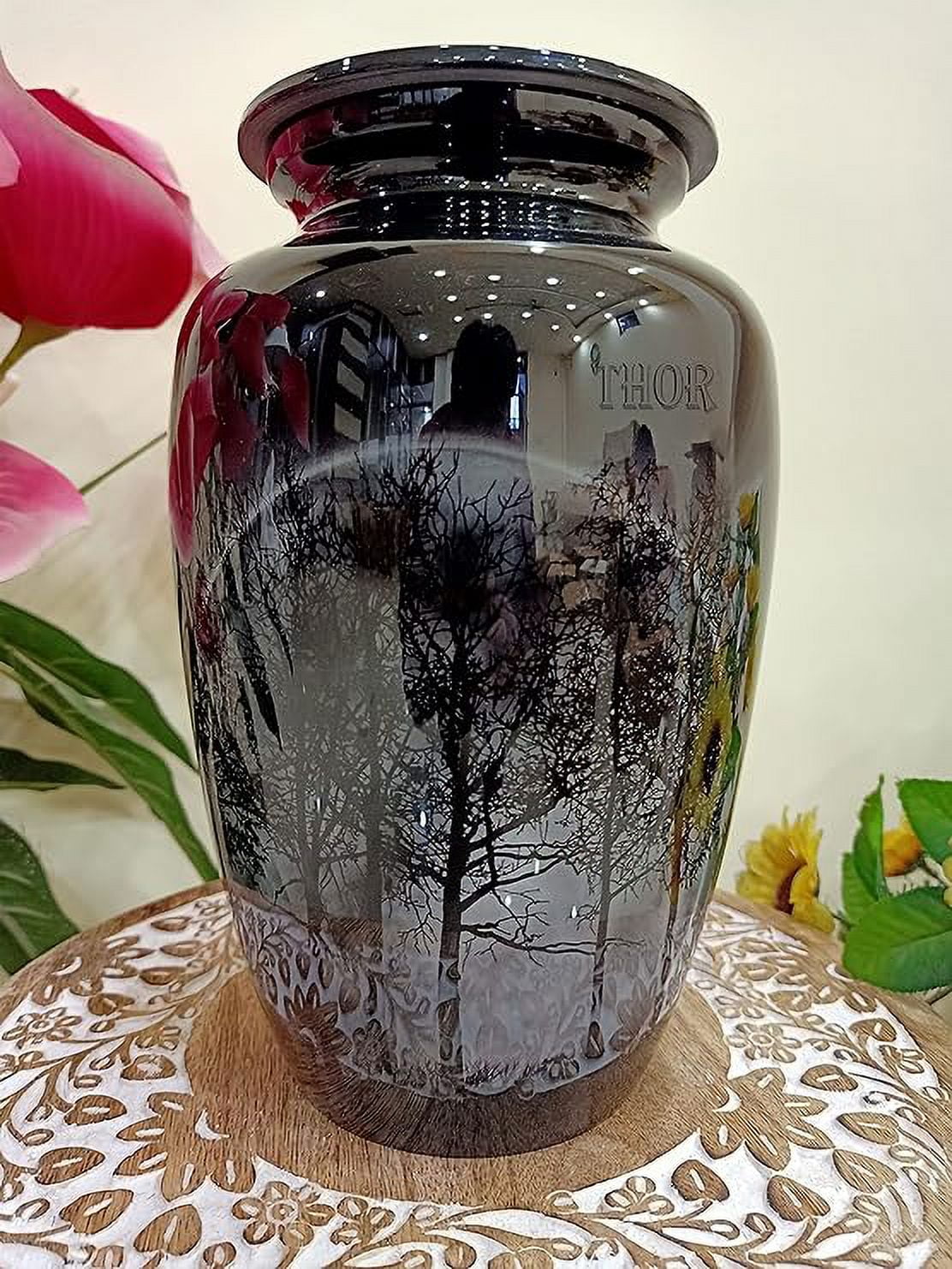Black Large Adult Cremation Urn for Human Ashes - A Beautiful Urn to ...