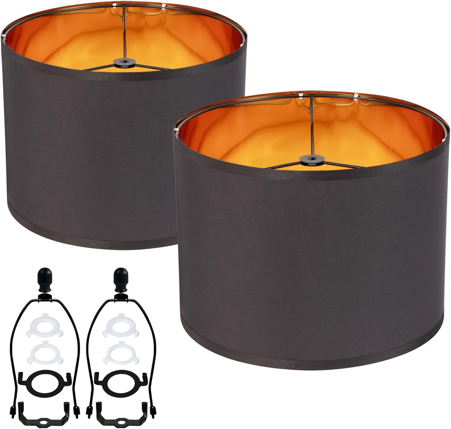 Black Large Farmhouse Drum 12 Inches Lamp Shades Set Of 2 Vintage ...