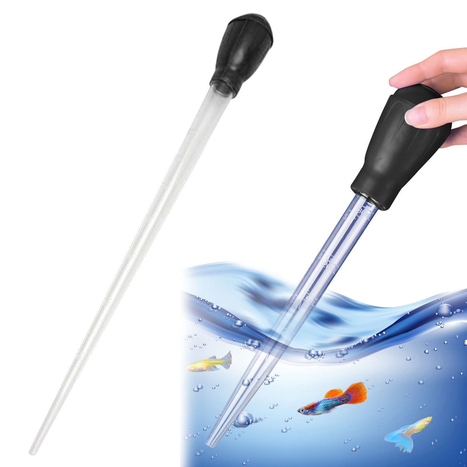 Black Large Fish Tank Cleaning Dropper, 45cm Aquarium Pipette, Manual ...