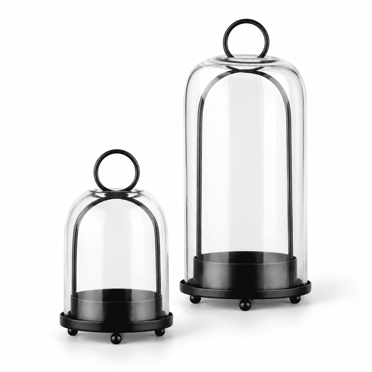 Black Large & Small 2-Piece Versatile Metal Candle Holder Set - Walmart.com