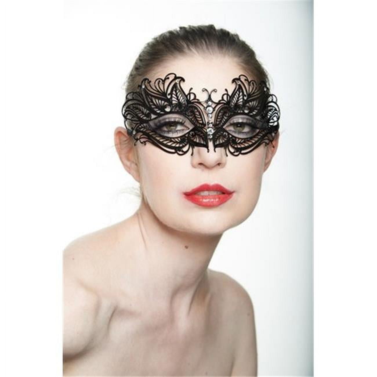 Black Laser Cut Masquerade Mask with Clear Rhinestones - Walmart.com