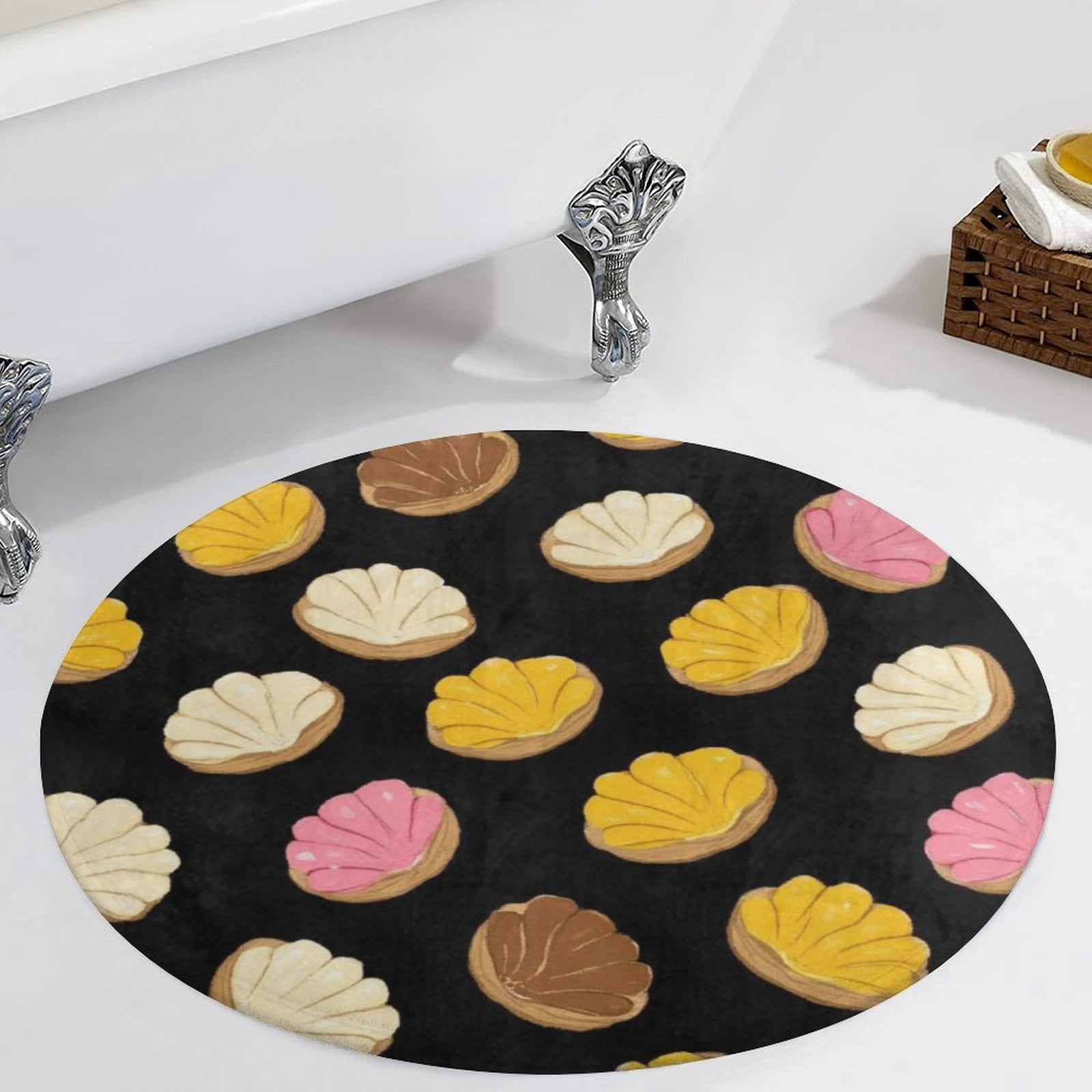 Black Latino Concha Mexican Bread Pan-1 Area Round Carpet Living Room ...