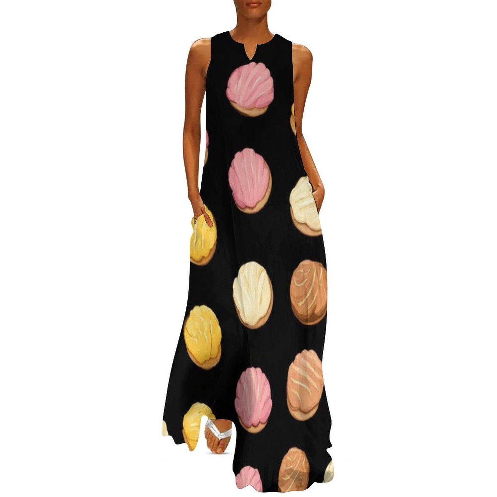Black Latino Concha Mexican Bread Pan Long Dress dress women summer ...