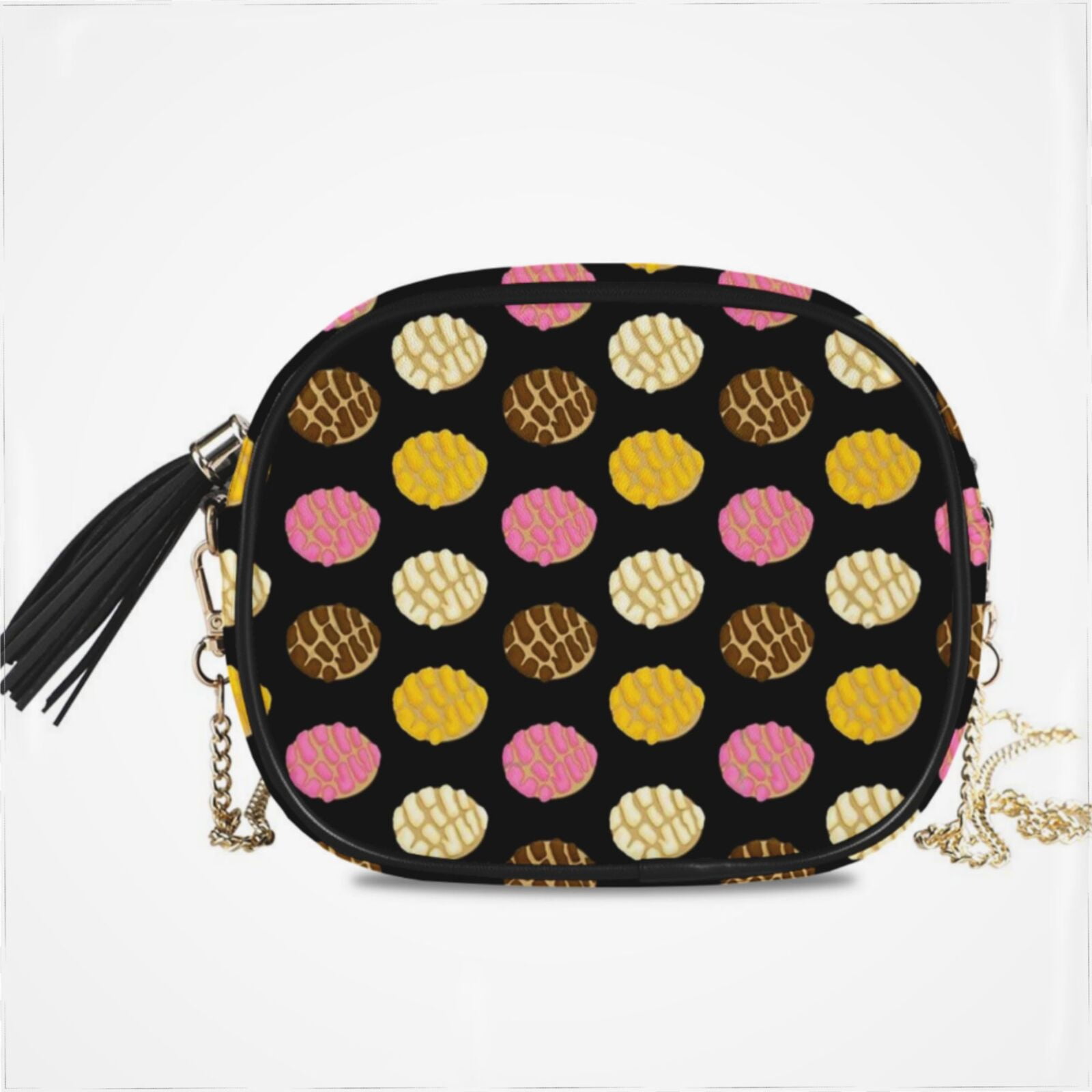 Black Latino Concha Mexican Bread Pan Women'S Vintage Crossbody Bag ...