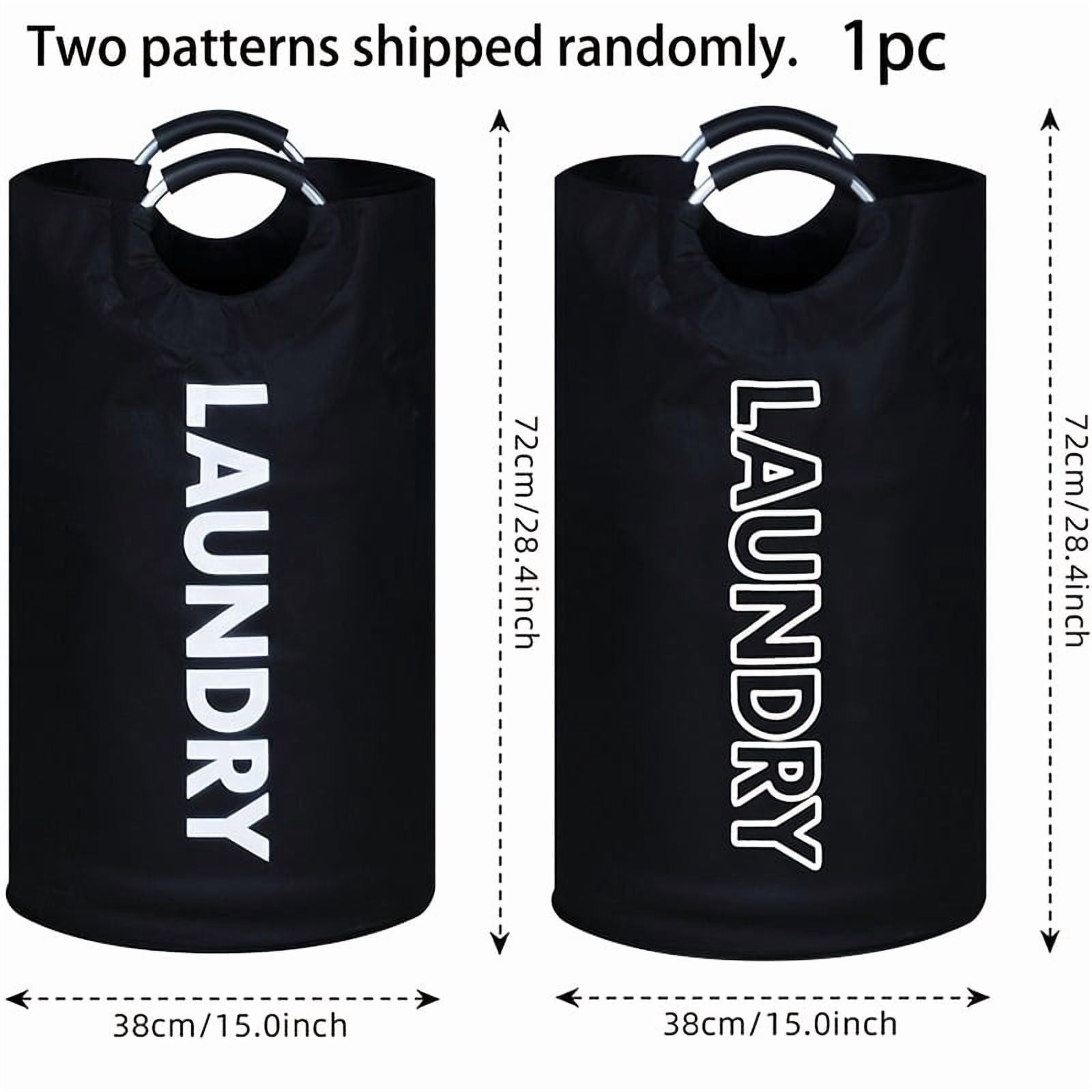 Black Laundry Bag With Handles 28 Inch Tall Collapsible Clothes Hamper ...