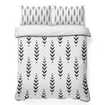 Black Leaf 3 Piece Quilt Bedding Set with 2 Pillow Shams, Modern ...