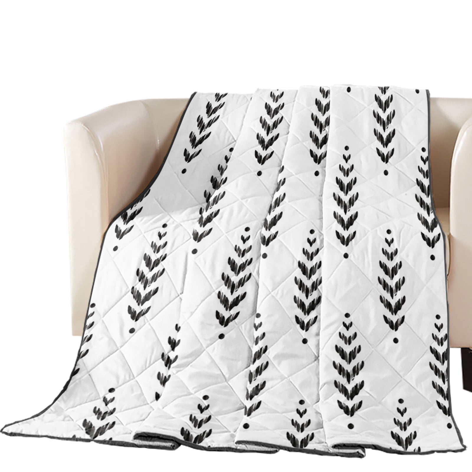 Black Leaf Quilted Comforters Cooling Blanket King Size, Modern ...