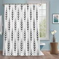 Black Leaf Shower Curtain Set with Hooks, Modern Abstract Minimalist ...
