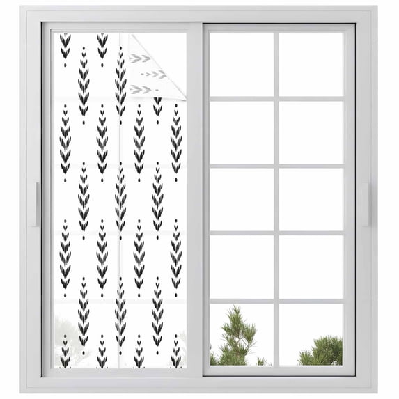 Black Leaf Window Privacy Film Modern Abstract Minimalist Vertical ...