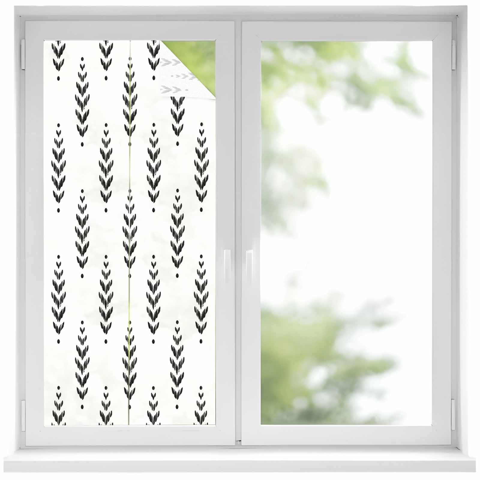 Black Leaf Window Privacy Film, Modern Abstract Minimalist Vertical ...