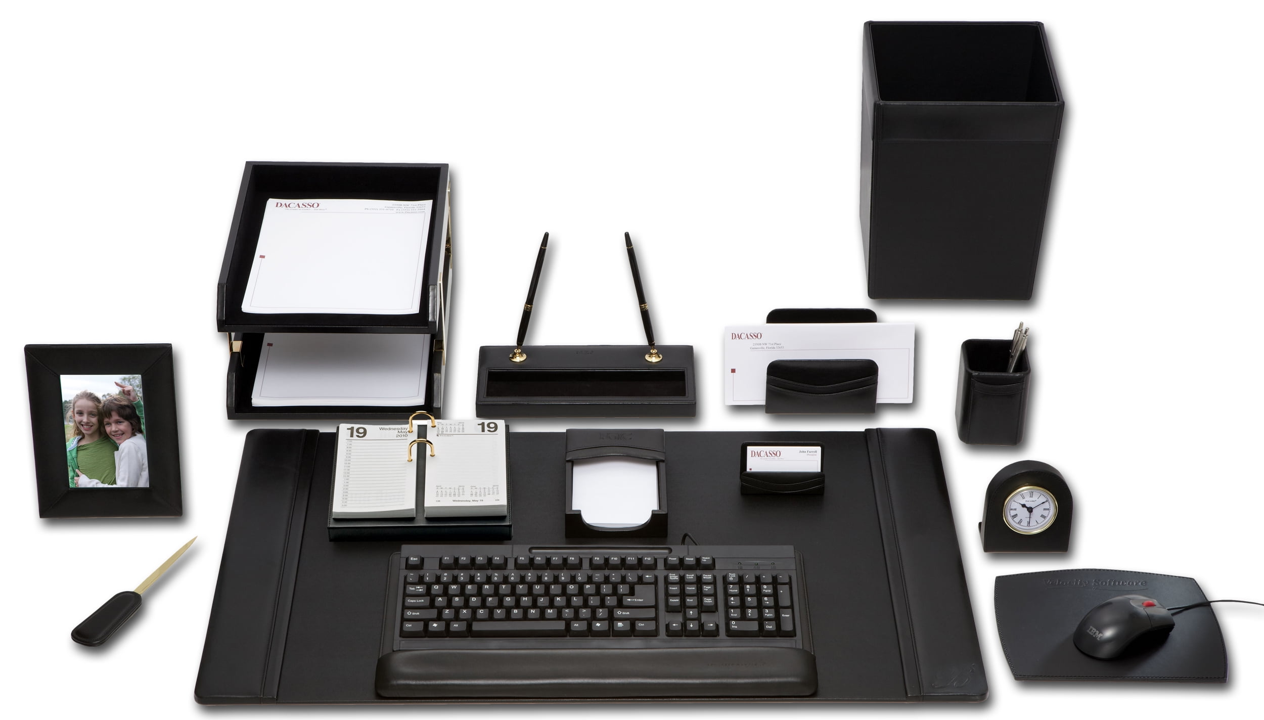 Black Leather 16-Piece Desk Set - Walmart.com