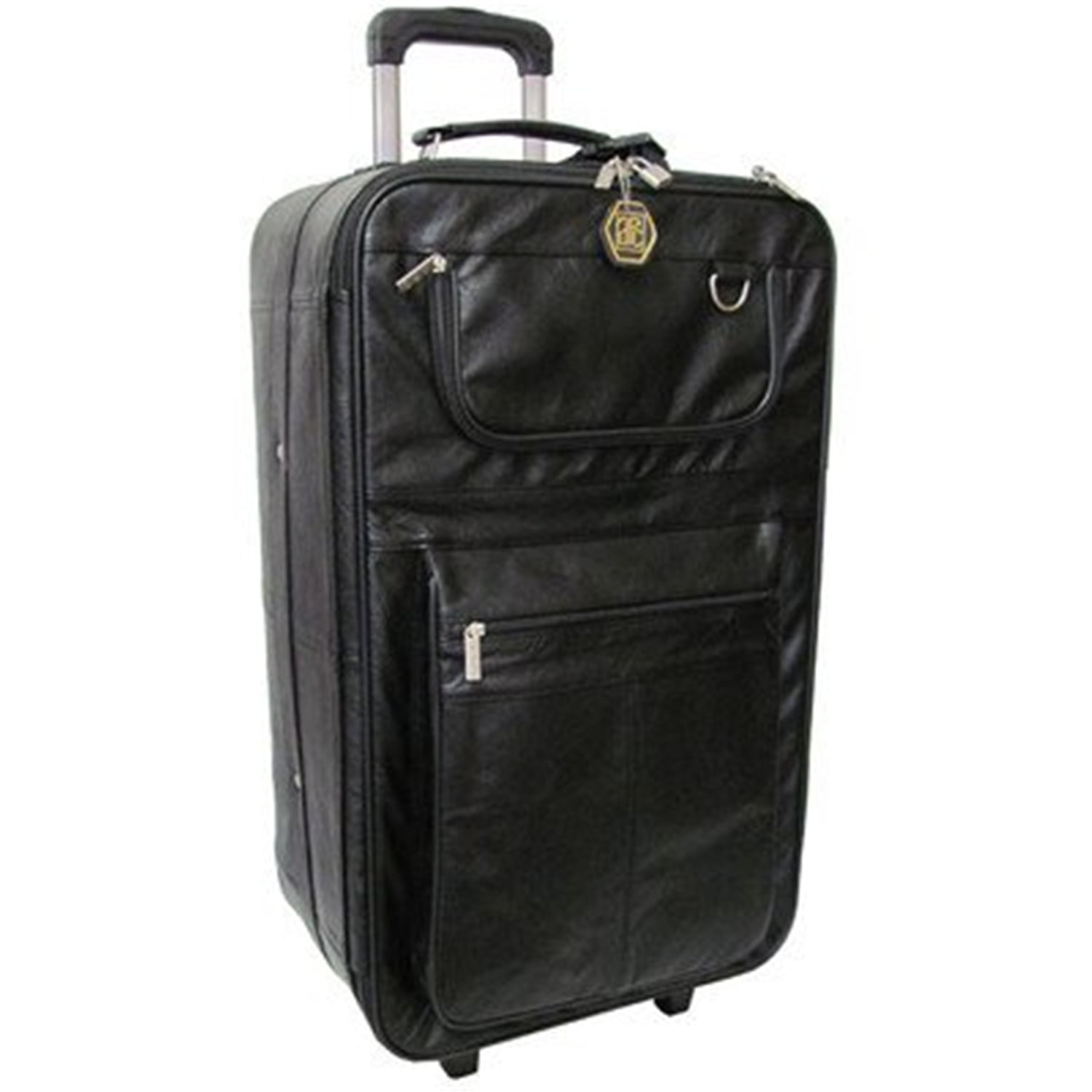 Black Leather 26" Suitcase With Wheels - Walmart.com
