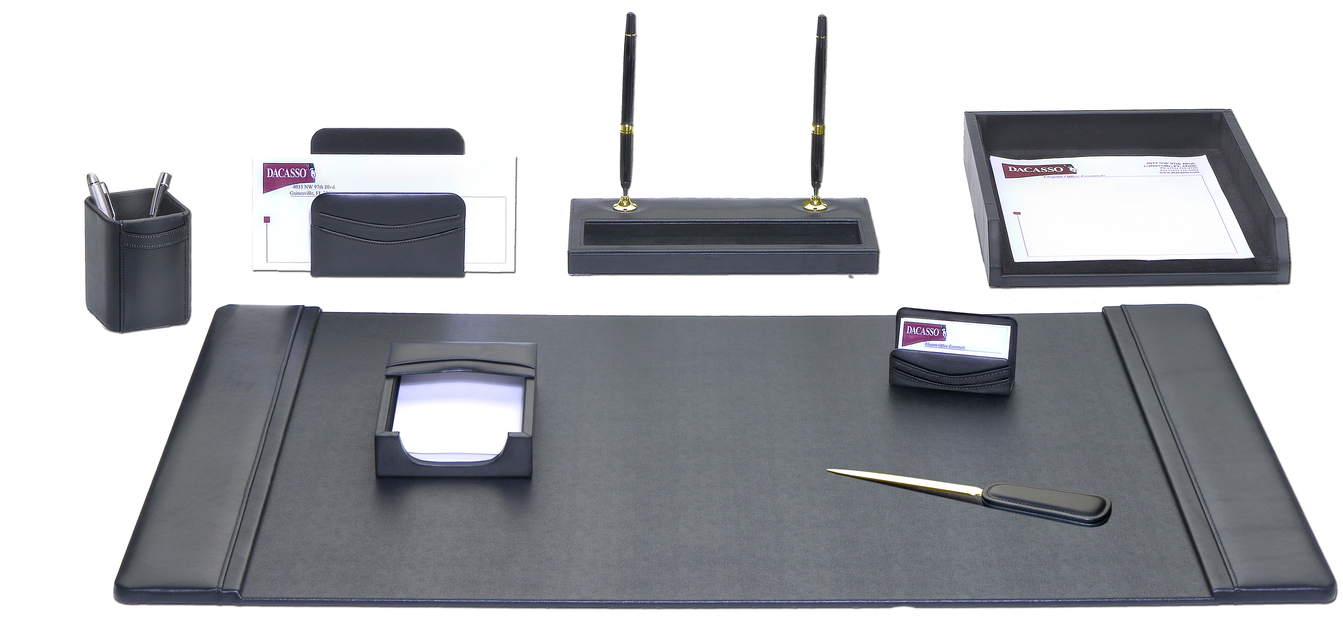 Black Leather 8-Piece Desk Set - Walmart.com