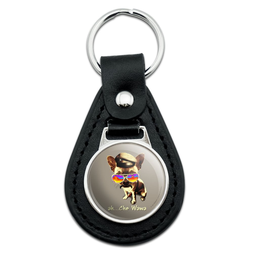 Black Leather Ah Che Wawa Chihuahua Dog Vintage Retro Keychain ...