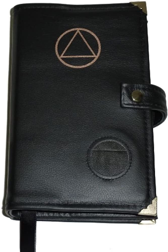 Black Leather Alcoholics Anonymous Big Book Cover AA Symbol and ...