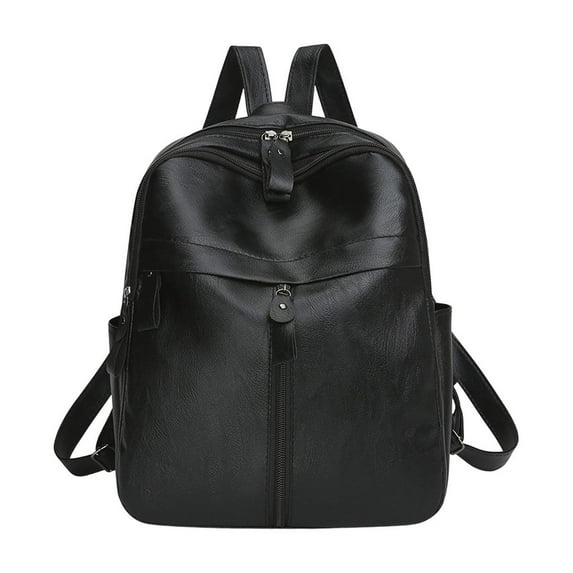 Black Leather Backpack, Durable Material With Multiple Compartments, Adjustable Straps, For ...