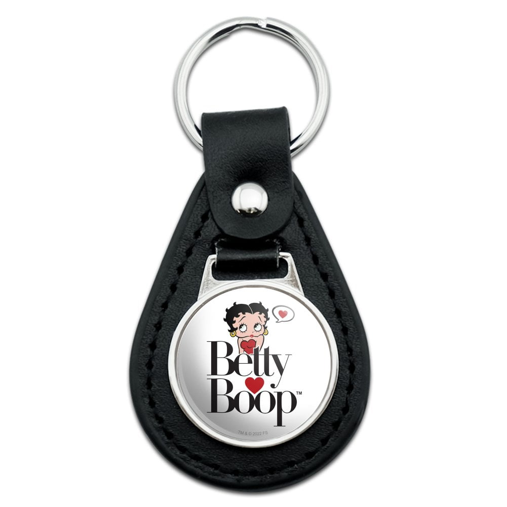 Black Leather Betty Boop Heart Logo Keychain - Walmart.com
