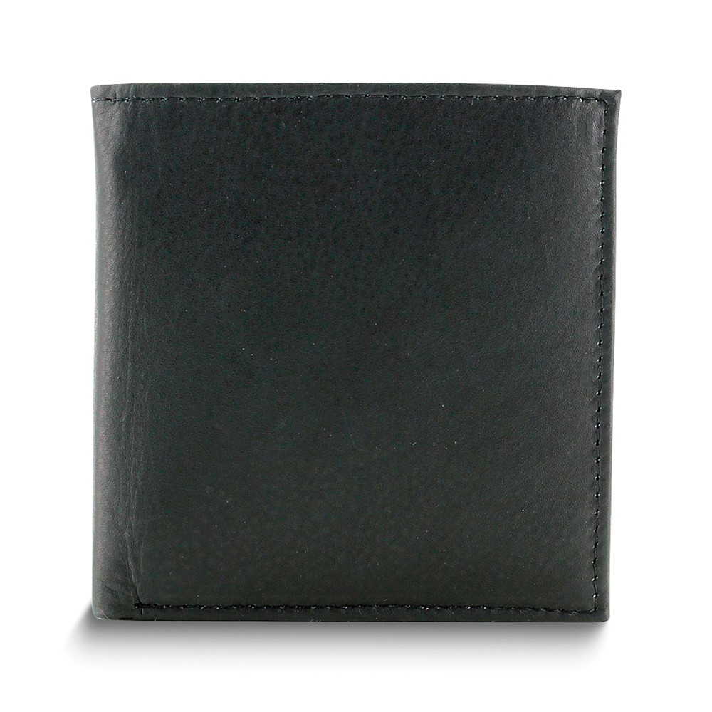 Black Leather Bi-fold 16-Slot Wallet with Fold-out Card Holders and 2 ...