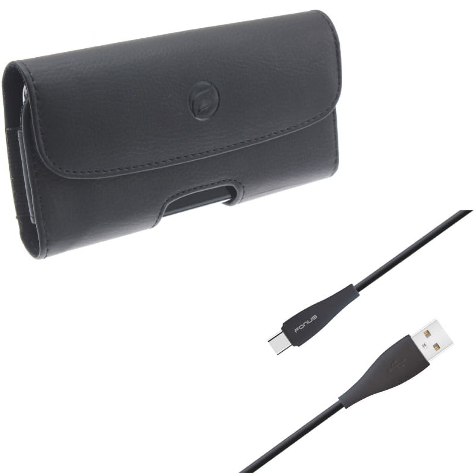Black Leather Case Side Cover Protective Pouch w Durable TPE 6ft Long ...