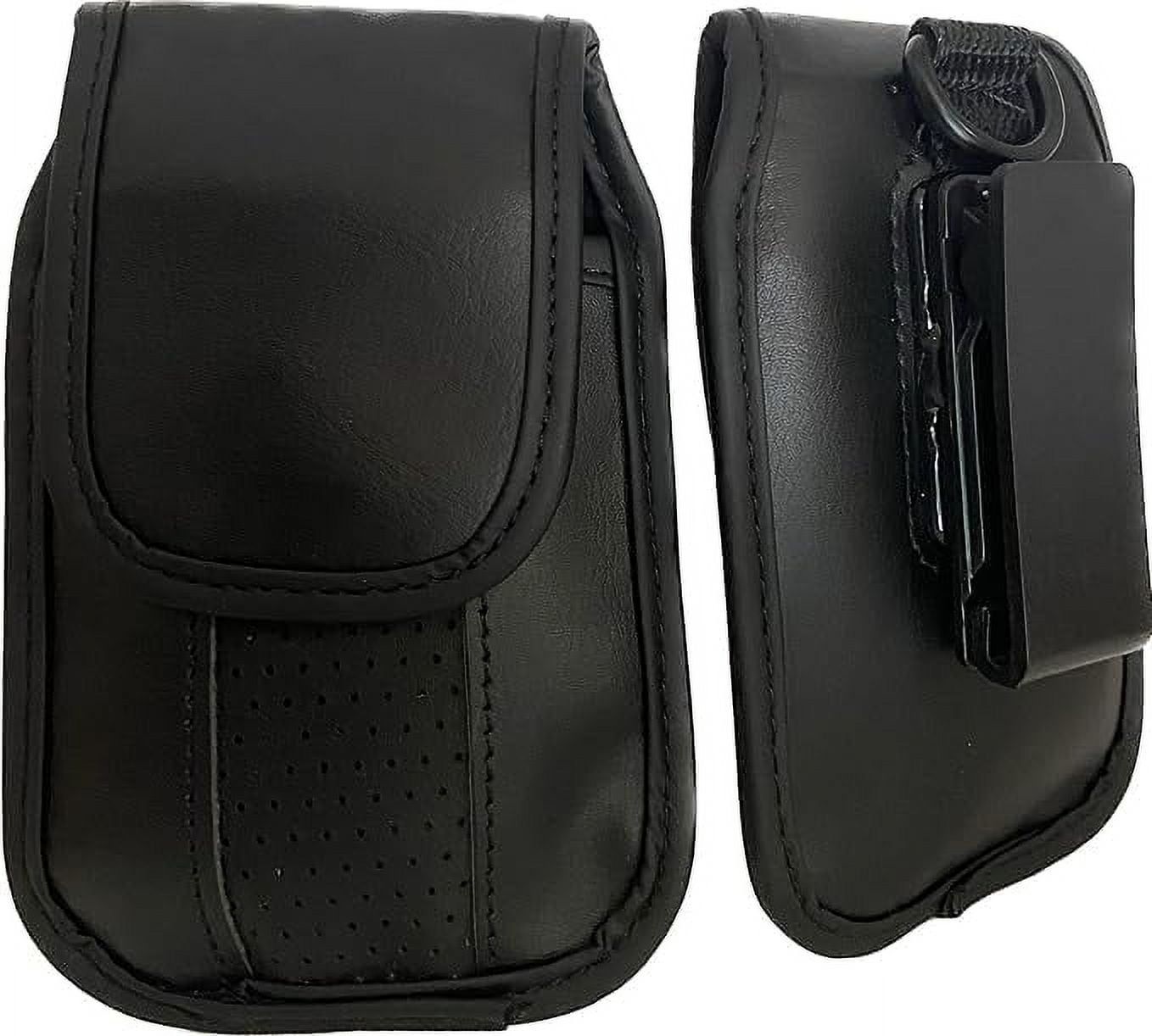 Black Leather Case with Rotating Pinch Clip and magnetic closure ...