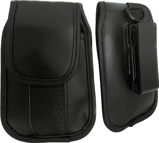 Black Leather Case with Rotating Pinch Clip and magnetic closure ...