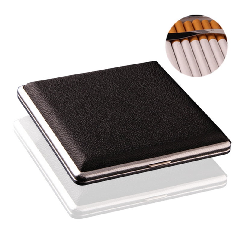 (Black)Leather Cigar Cigarette Tobacco Case Holder Pocket Box Storage ...