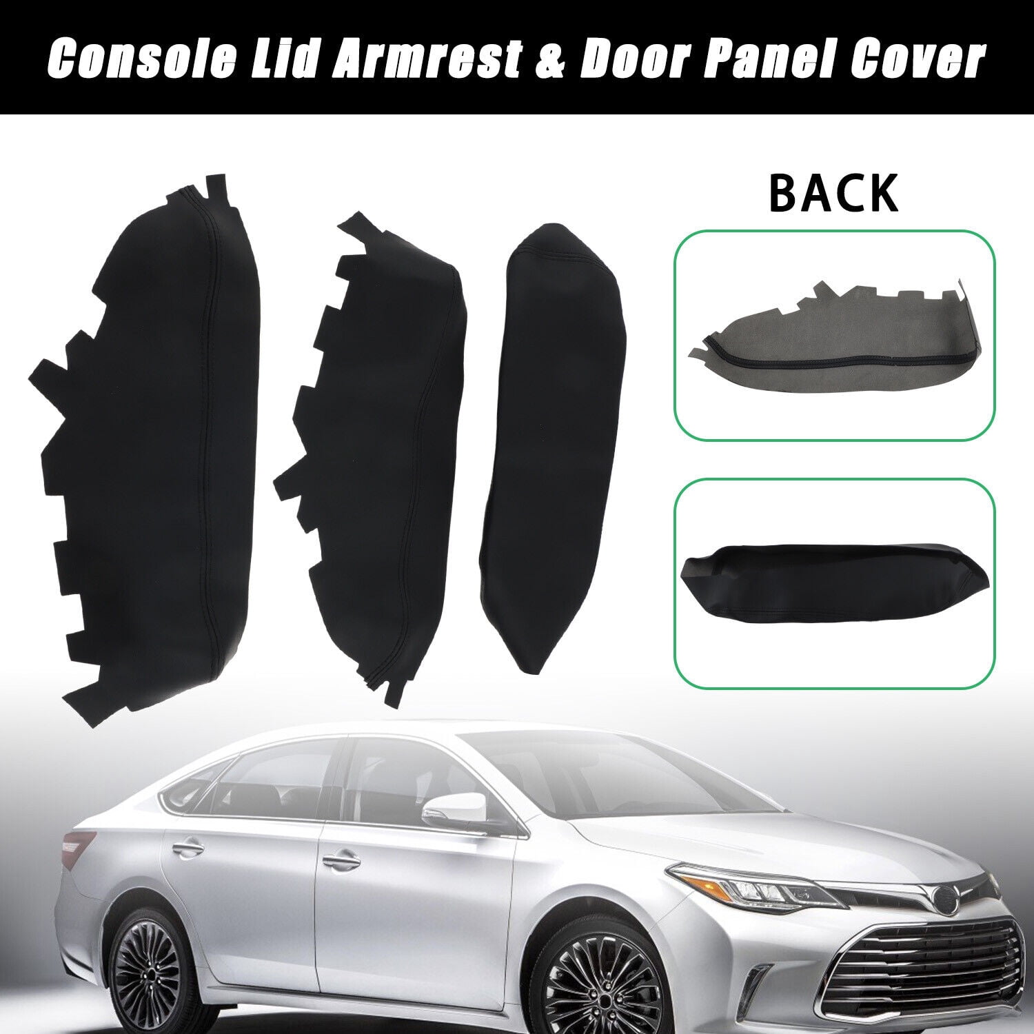 Black Leather Console Lid and Door Panel Sleeve for Toyota Avalon 2013 ...