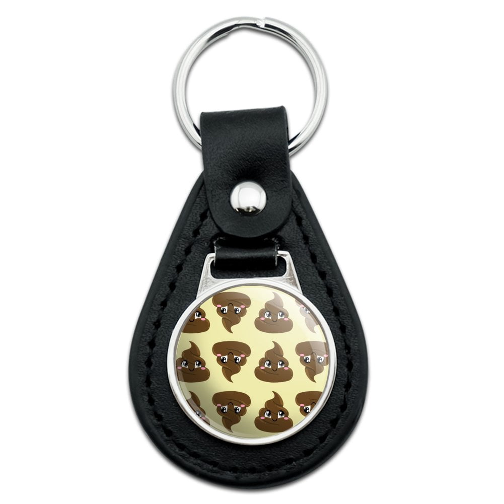 Black Leather Cute Poop Pattern Keychain - Walmart.com