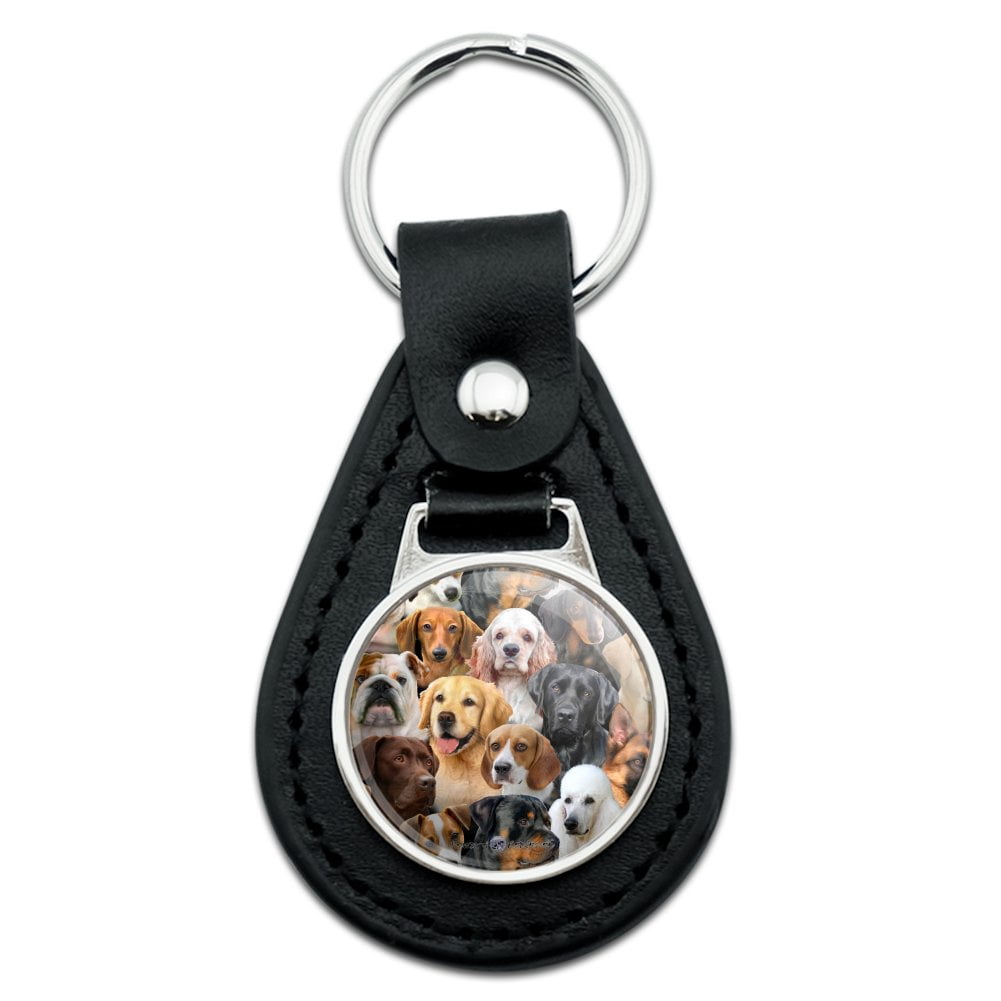 Black Leather Dogs Lab Retriever Dachshund Poodle Pattern Keychain ...