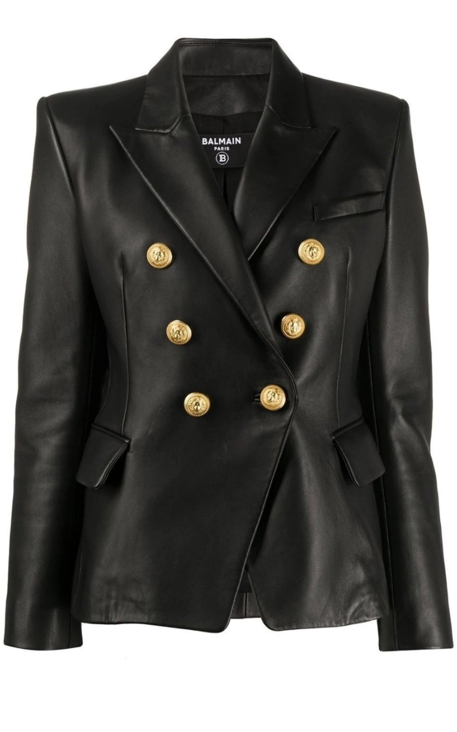Black Leather Double-Breasted Jacket - Walmart.com