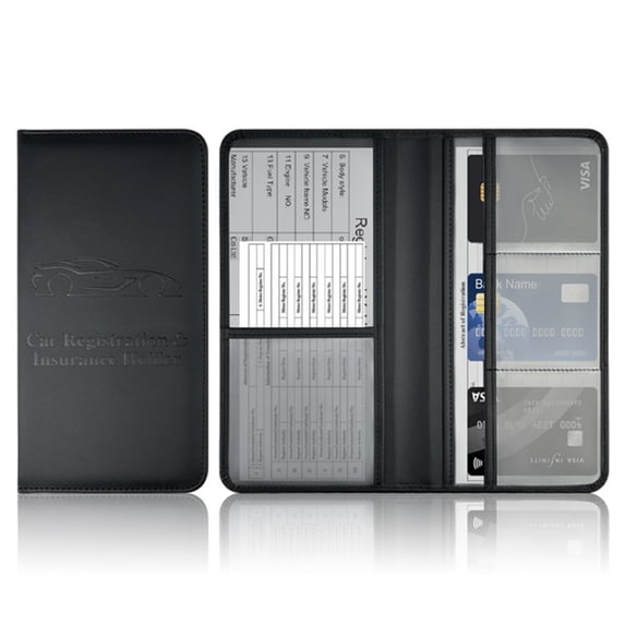 Black Leather Drivers License Case Document Holder For Car Registration ...