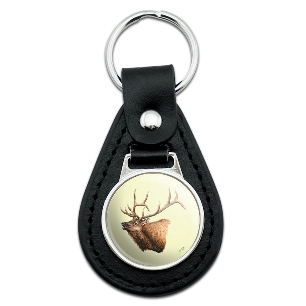 Black Leather Elk Head Hunting Keychain - Walmart.com