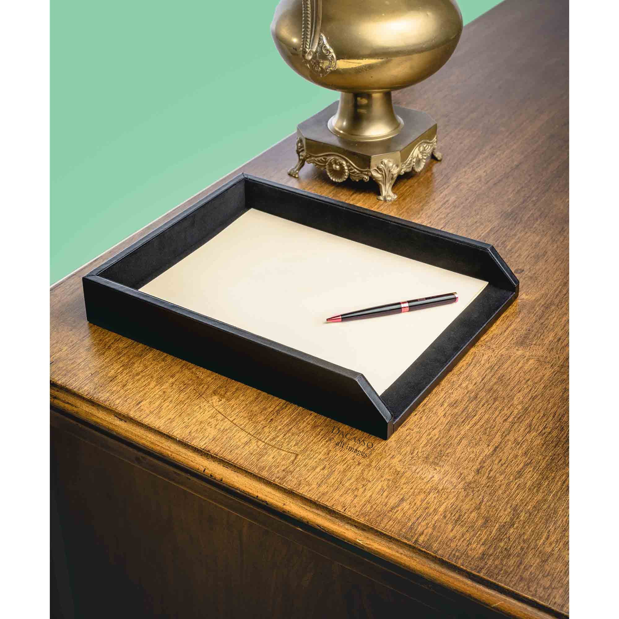 Black Leather Front-Load Letter Tray - Walmart.com