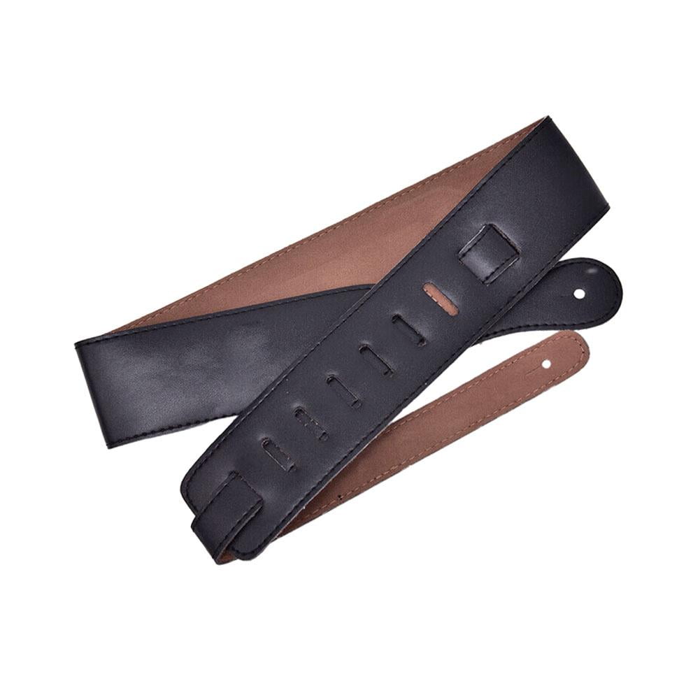 Black Leather Guitar Ukulele Strap Electric Guitar Bass Pu Strap ...