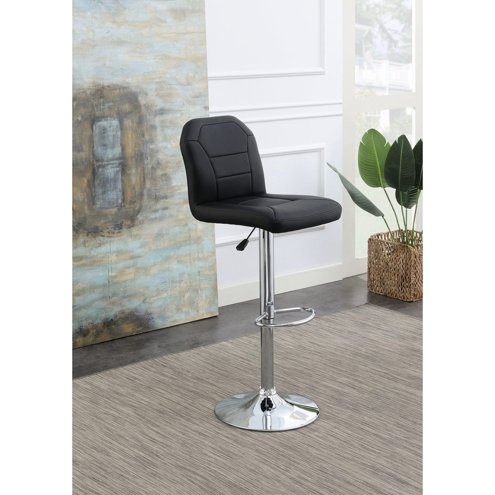 Black Leather-Like Bar Stool / Entertain Guests at Your Home Bar ...