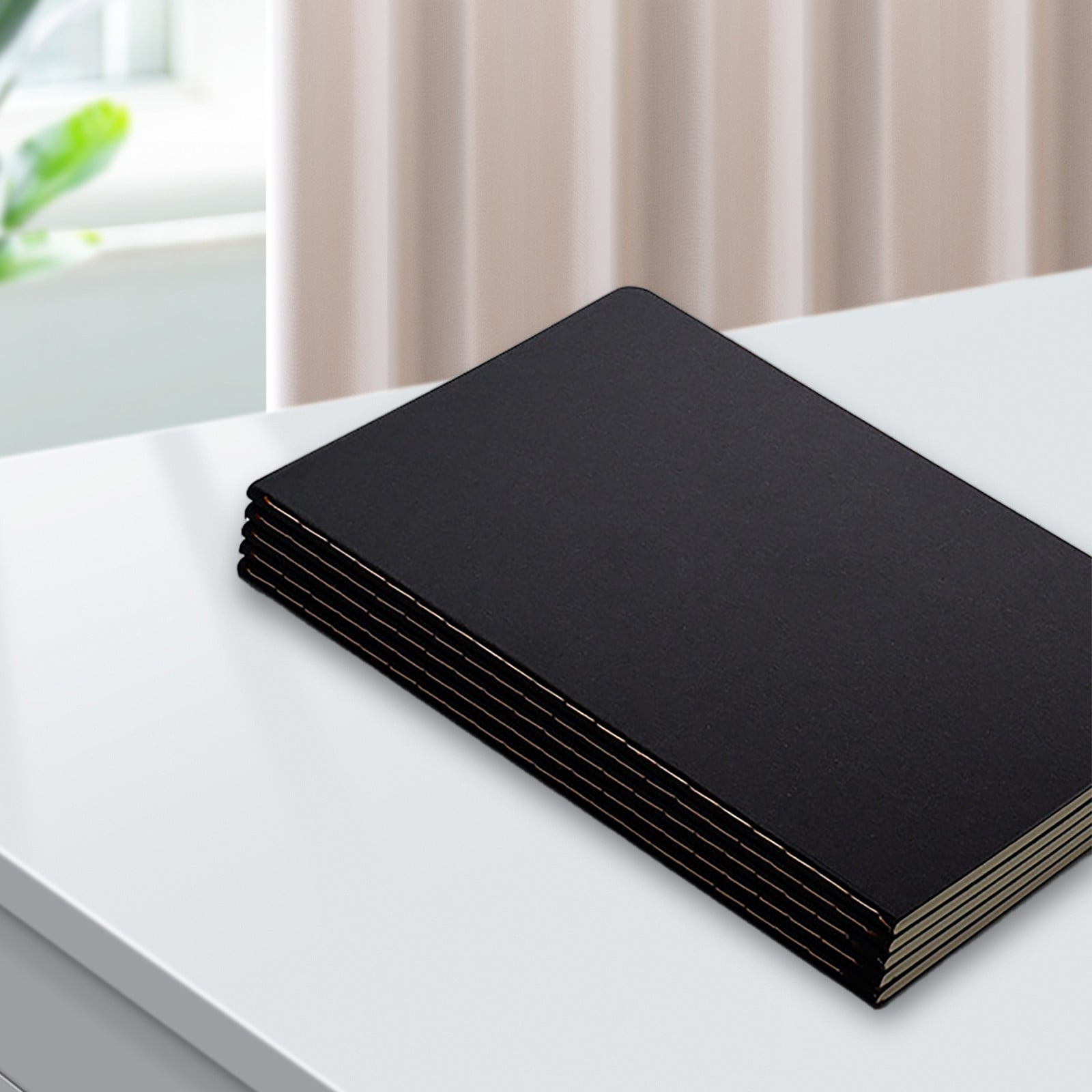 Black Leather Notebook, Thick Paper Journal, Soft Cover Writing Notepad ...