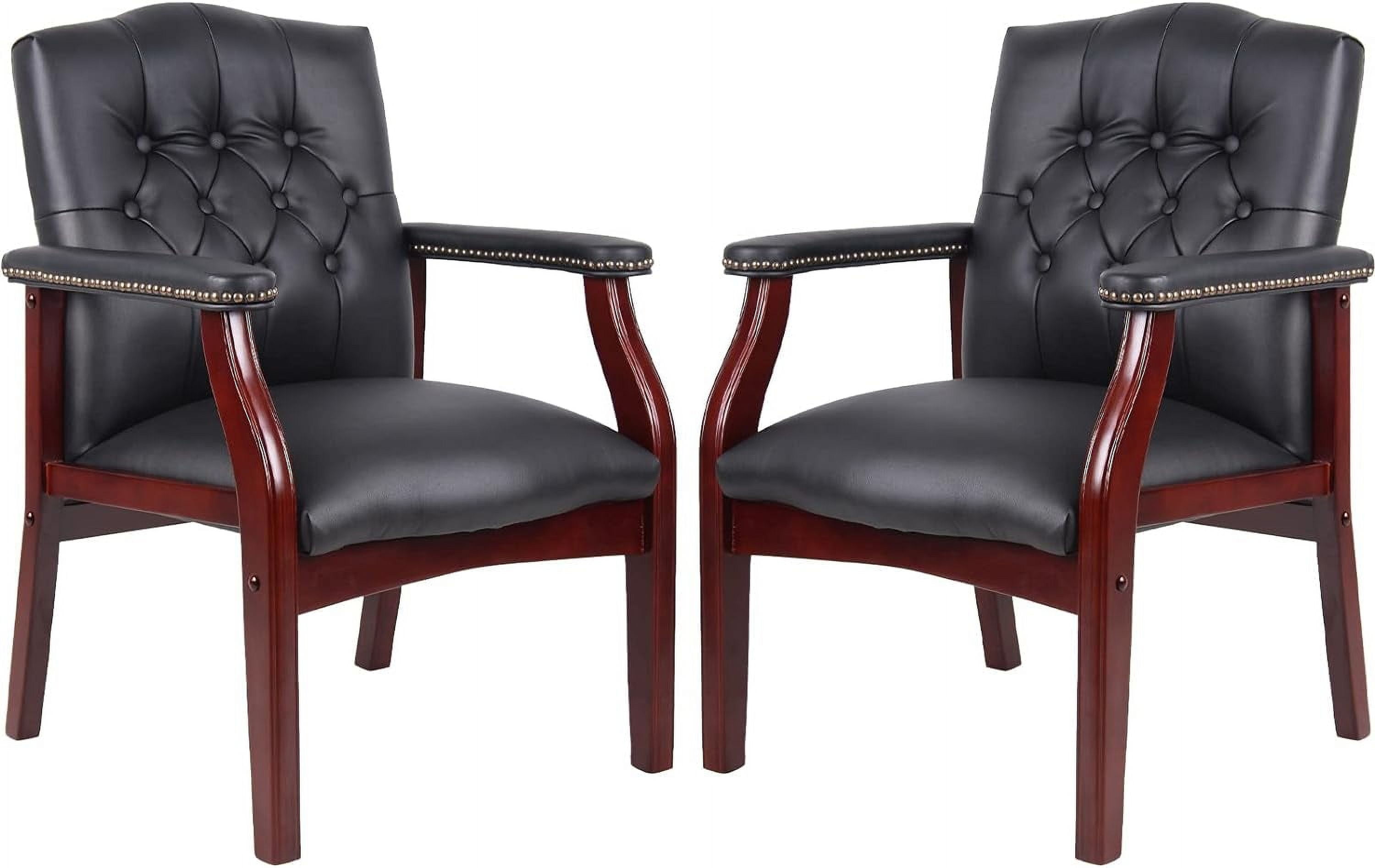 Black Leather Office Guest Chairs& Reception Chairs Ergonomic Arm Chair ...