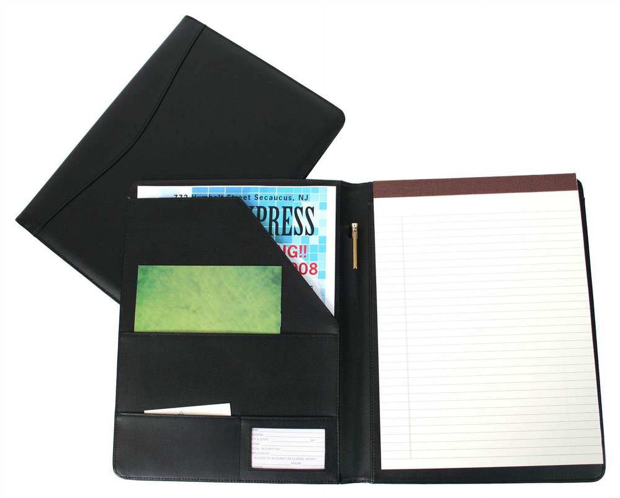 Black Leather Padfolio with ID Window (Blue) - Walmart.com