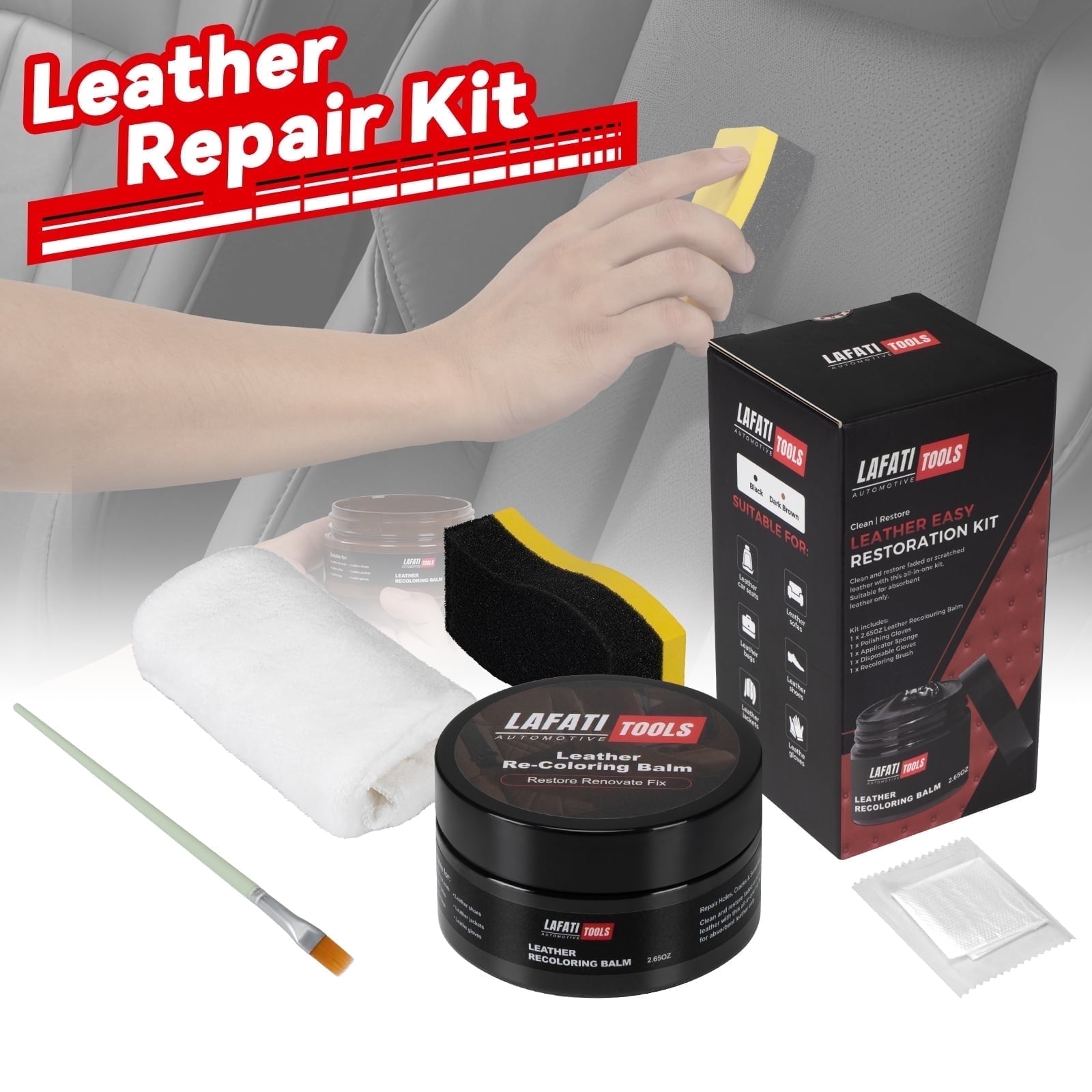 Leather Repair Kit for Scratches & Cracks （Black）,Instant Restoration ...