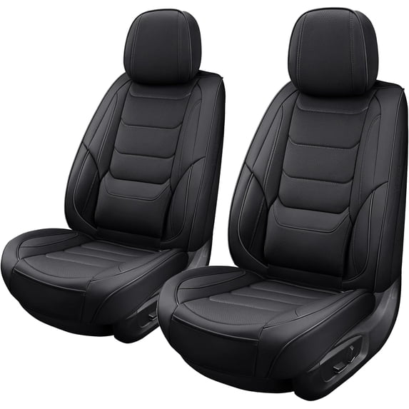 Black Leather Seat Covers Front Seat Breathable Seat Protectors ...