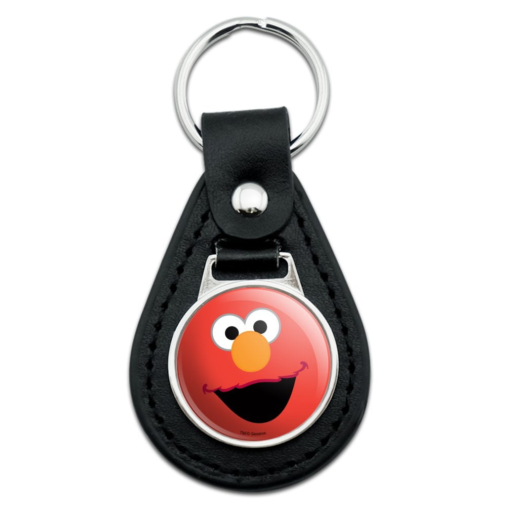 Black Leather Sesame Street Elmo Face Keychain - Walmart.com