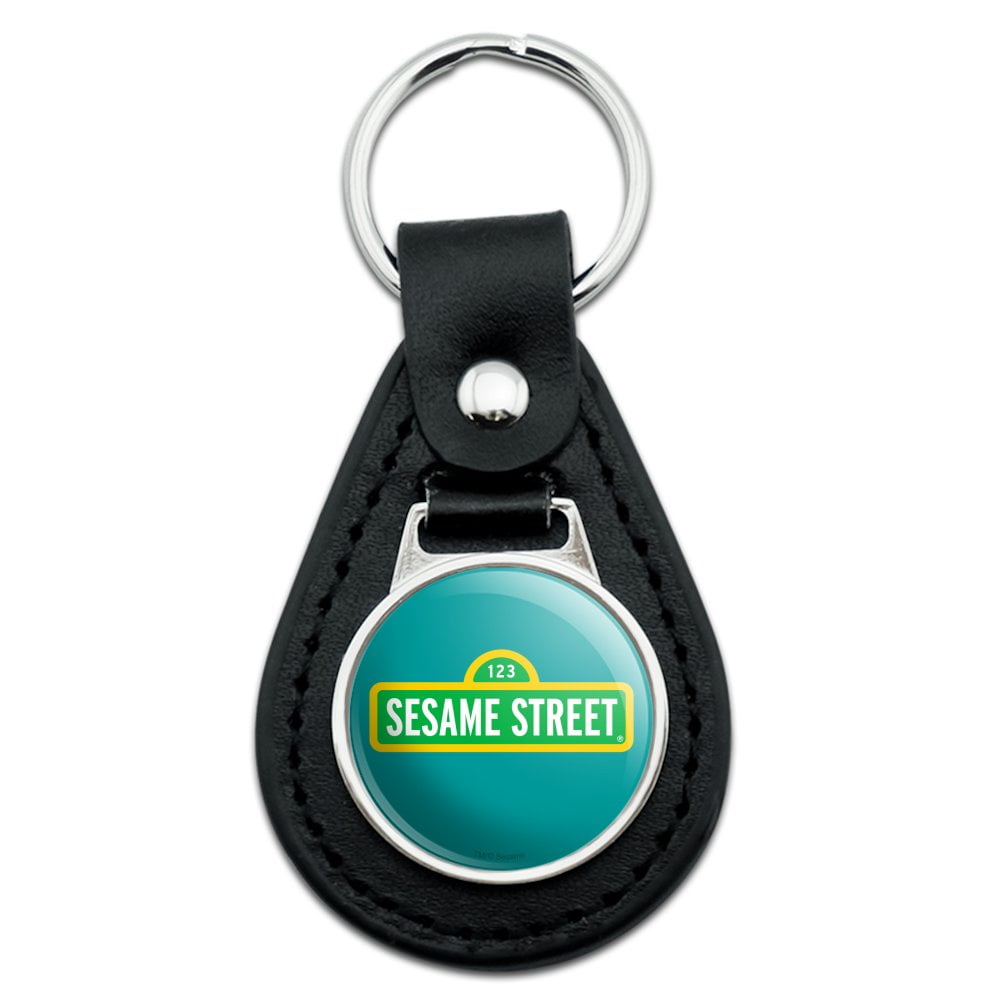 Black Leather Sesame Street Logo Keychain - Walmart.com