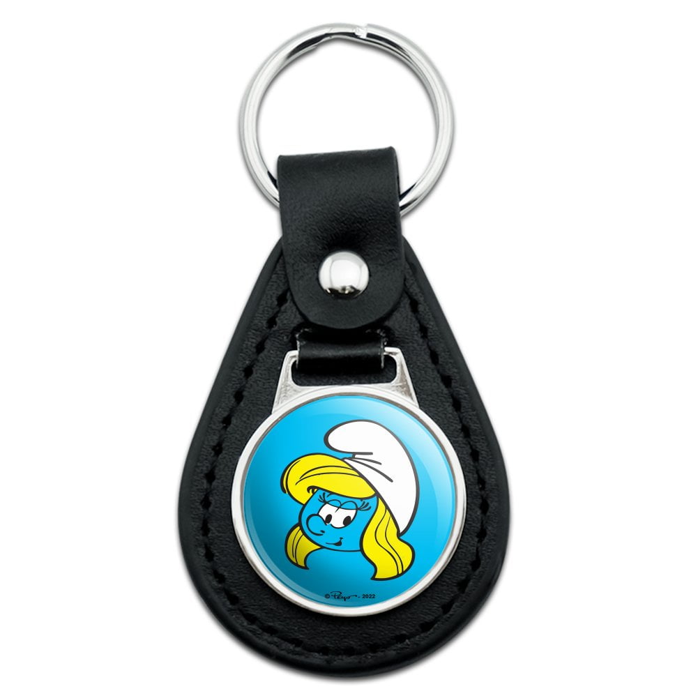 Black Leather Smurfette Face Keychain - Walmart.com
