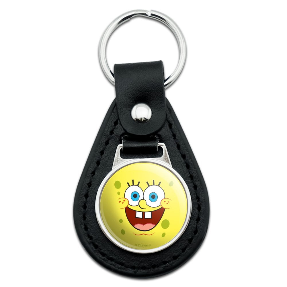 Black Leather SpongeBob Goofy Smile Face Keychain - Walmart.com