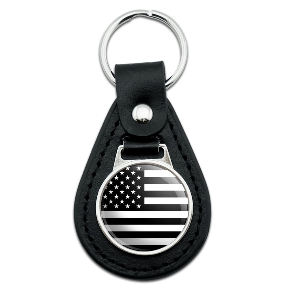 Black Leather Subdued American USA Flag Black White Military Tactical ...