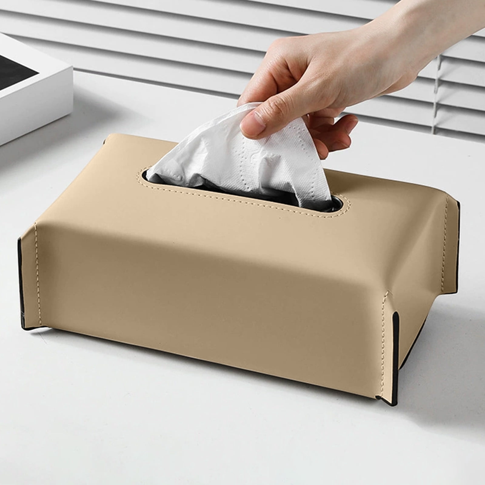 Black Leather Tissue Box, Upscale Napkin Holder for Home and Office ...