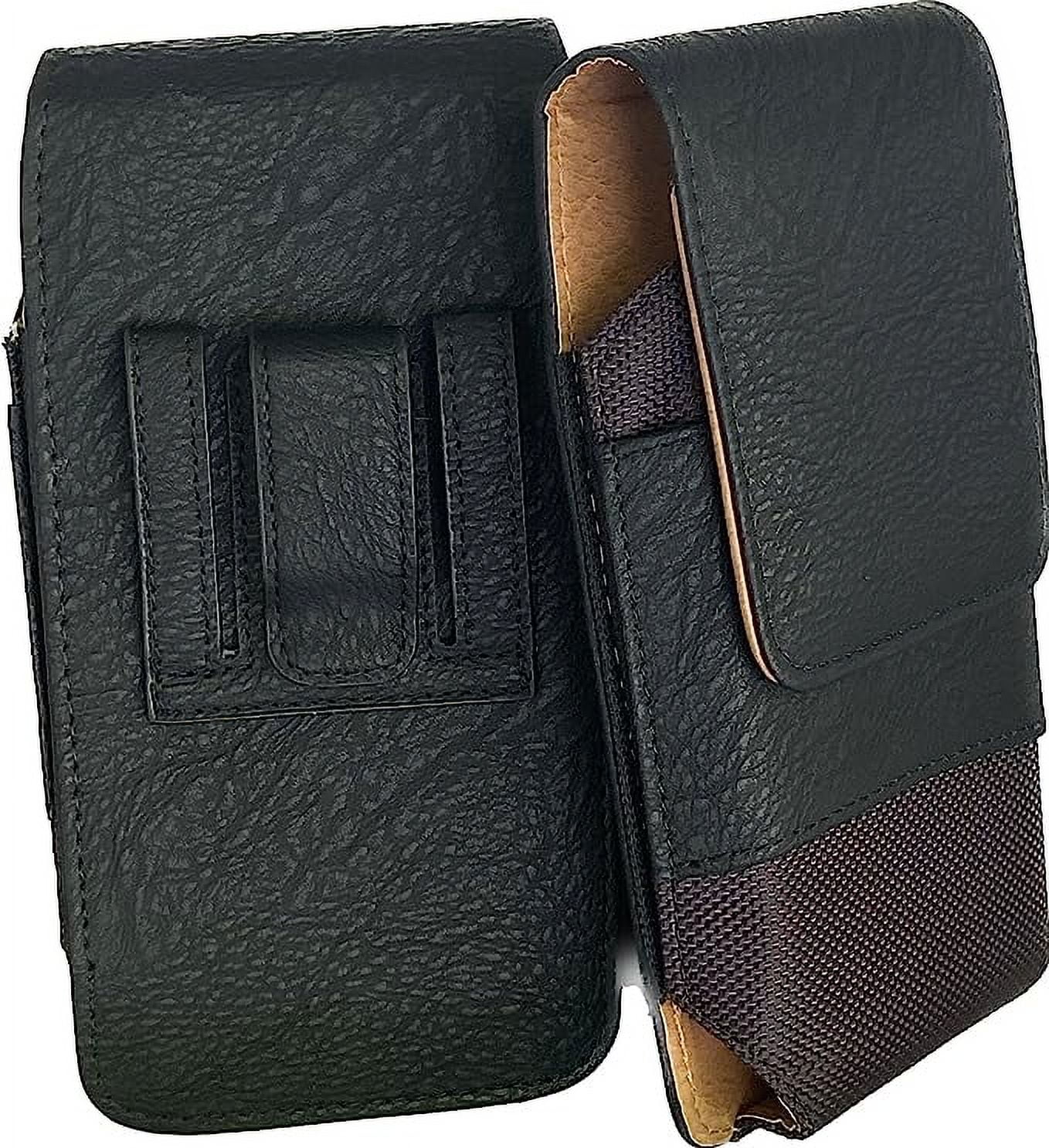 Black Leather Vertical Belt Loop Case is Compatible with T-Mobile TCL ...
