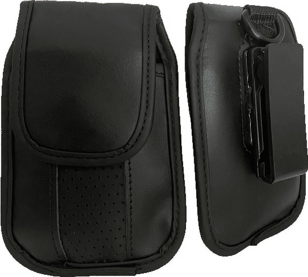 Black Leather Vertical Case with Pinch Clip compatible with Nokia 2780 ...